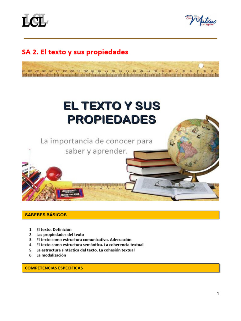 Sa 2 El Texto y Sus Propiedades | PDF | Pronombre | Comunicación