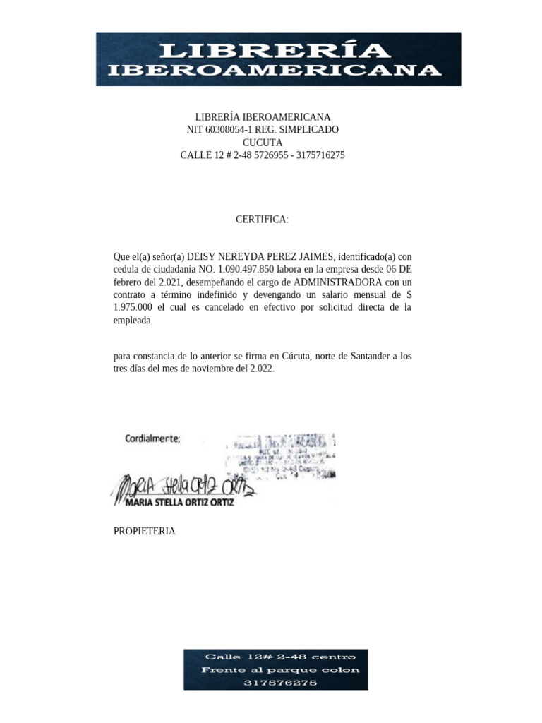 Certifica de Papeleria | PDF