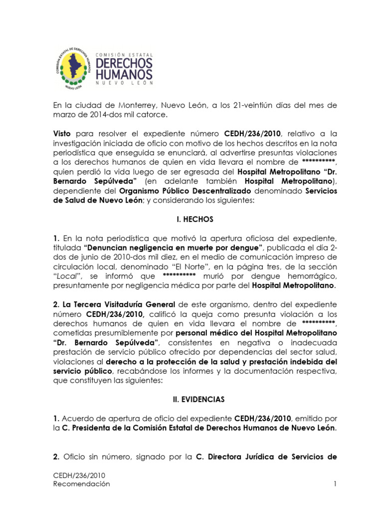 Recom 005-2014 | PDF | Hospital | Cuidado de la salud