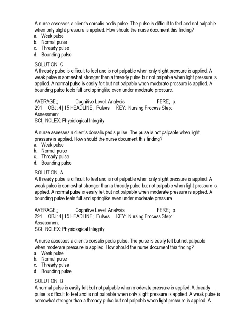 Assessing and Documenting Pulse Types | PDF | Pulse | National Council ...