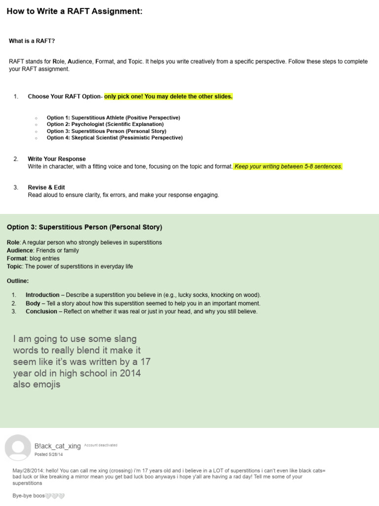 Mason StClair (B) - RAFT Assignment - Superstitions and Rituals | PDF ...