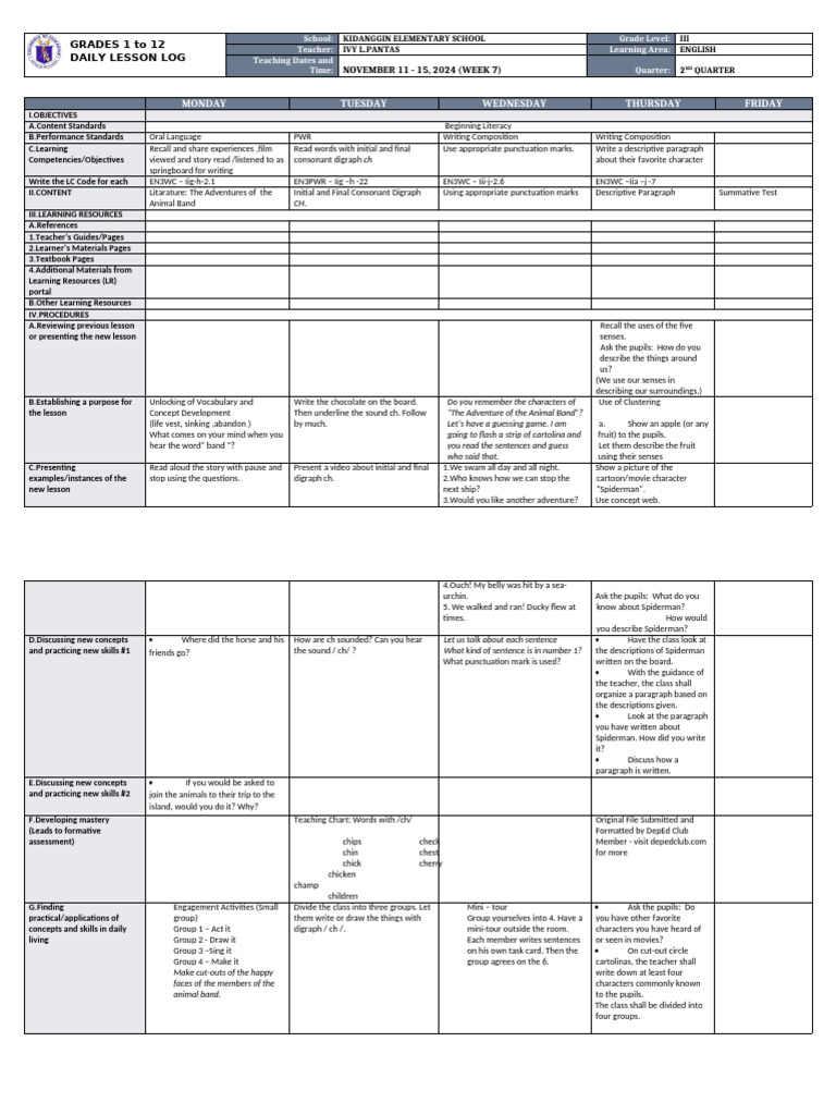 DLL_ENGLISH 3_Q2_W7 | PDF | Learning | Human Communication