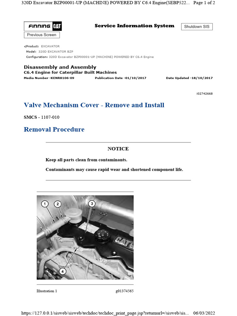 056 DA-Valve Mechanism Cover - Remove and Install | PDF