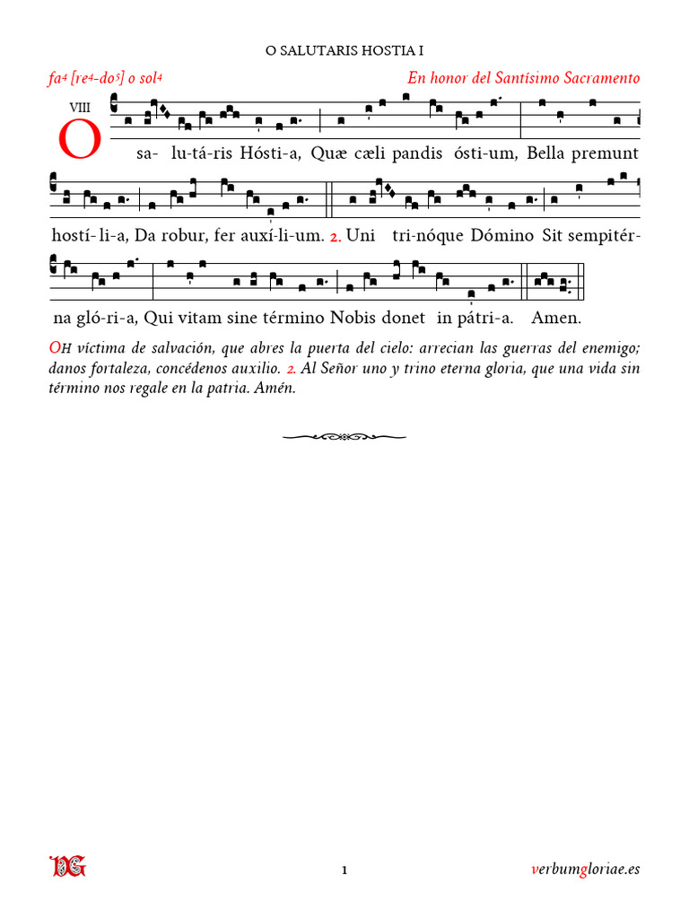 O Salutaris Hostia I | PDF