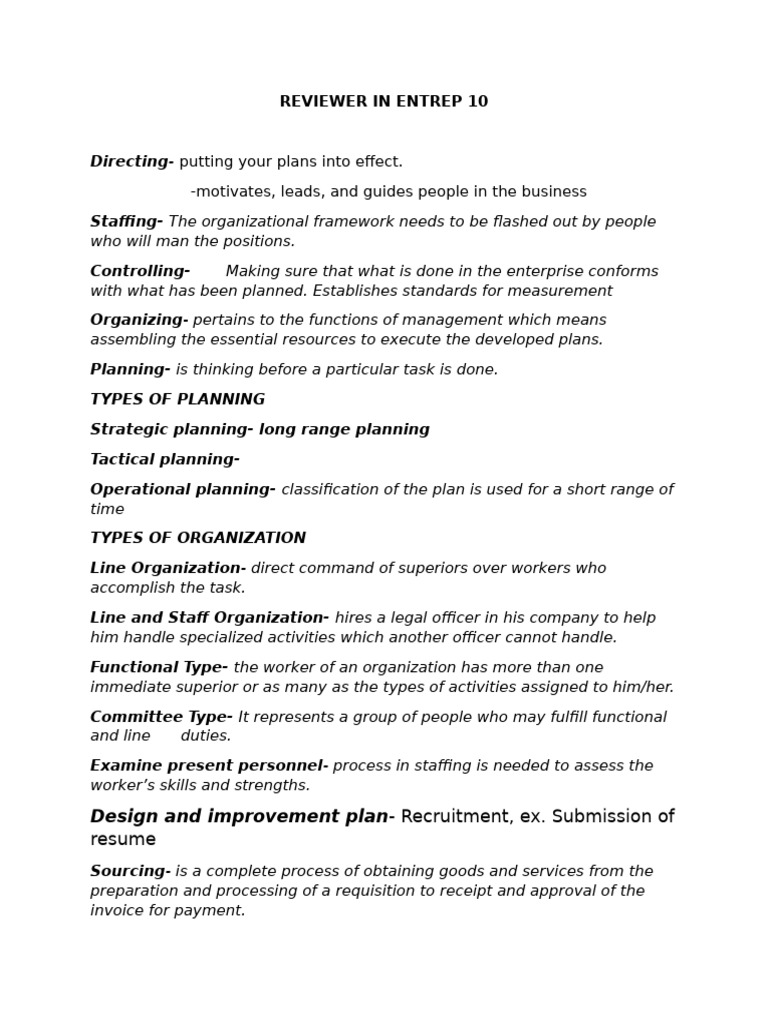 1st Quarter Reviewer in Entrep 10 2 | PDF | Inventory | Business