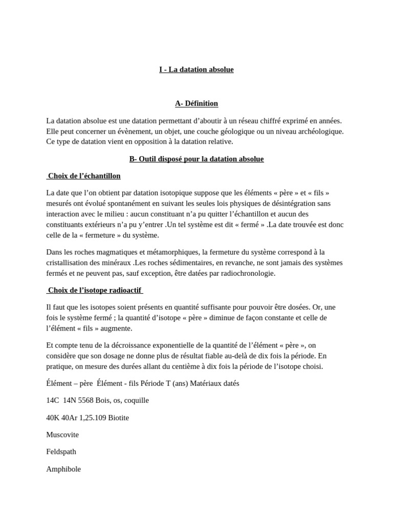 Datation absolue : méthodes et principes | PDF | Datation par le ...