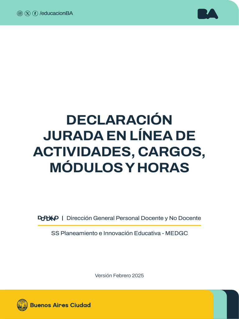 Instructivo Declaracion Jurada en Linea de Actividades, Cargos, Modulos y Horas - Feb2025 | PDF ...