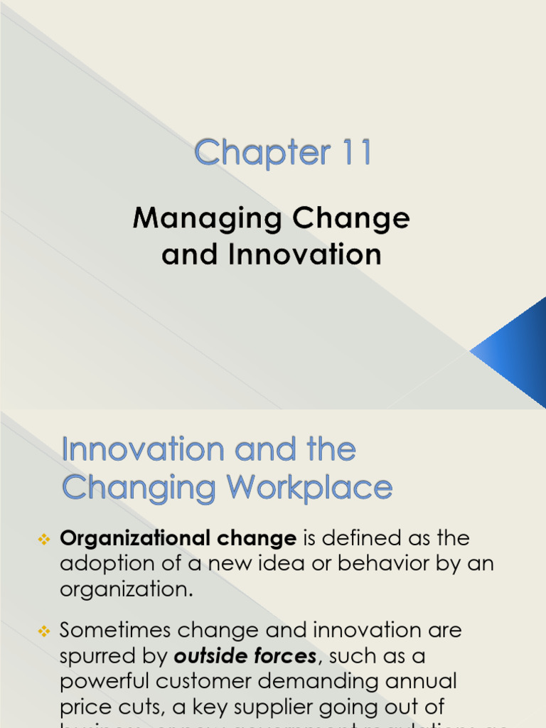 CH 11 Managing Change and Innovation 2022 | PDF | Organization Development | Business