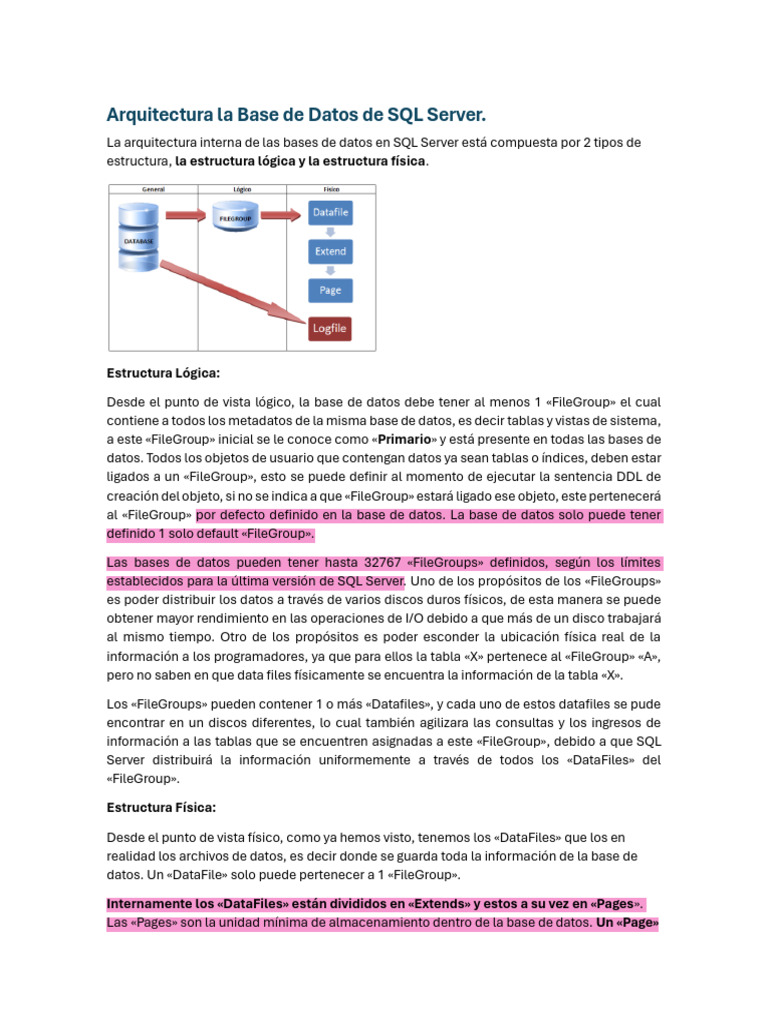 Arquitectura de La DB y Del Motor de Base de Datos de SQL Server | PDF | Servidor SQL de ...