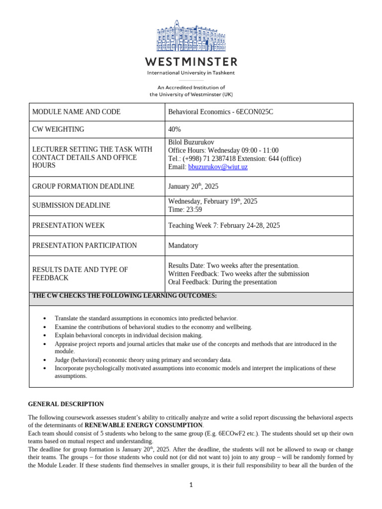 BE Coursework Tasks 2024-2025 | PDF | Regression Analysis | Dependent ...