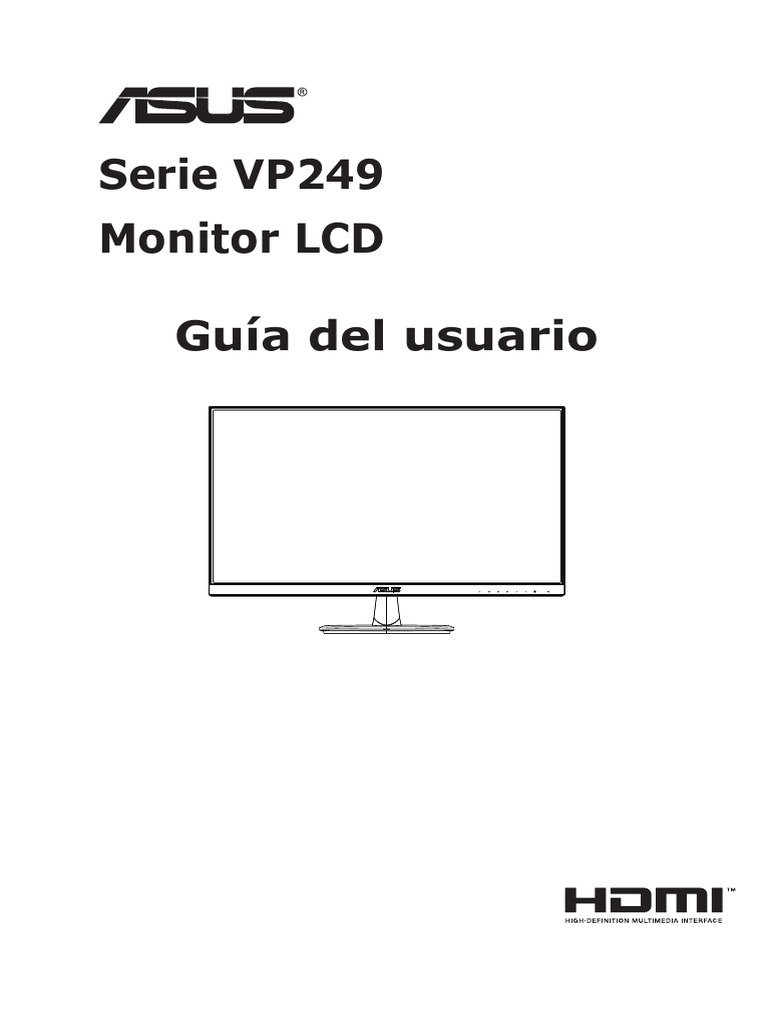 ASUS VP249HR VP249HE VP249QGR Spanish | PDF | Monitor de computadora | Hdmi