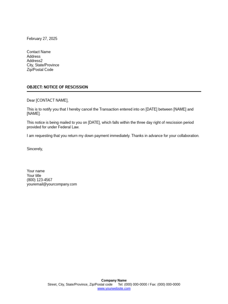 Notice of Rescission | PDF