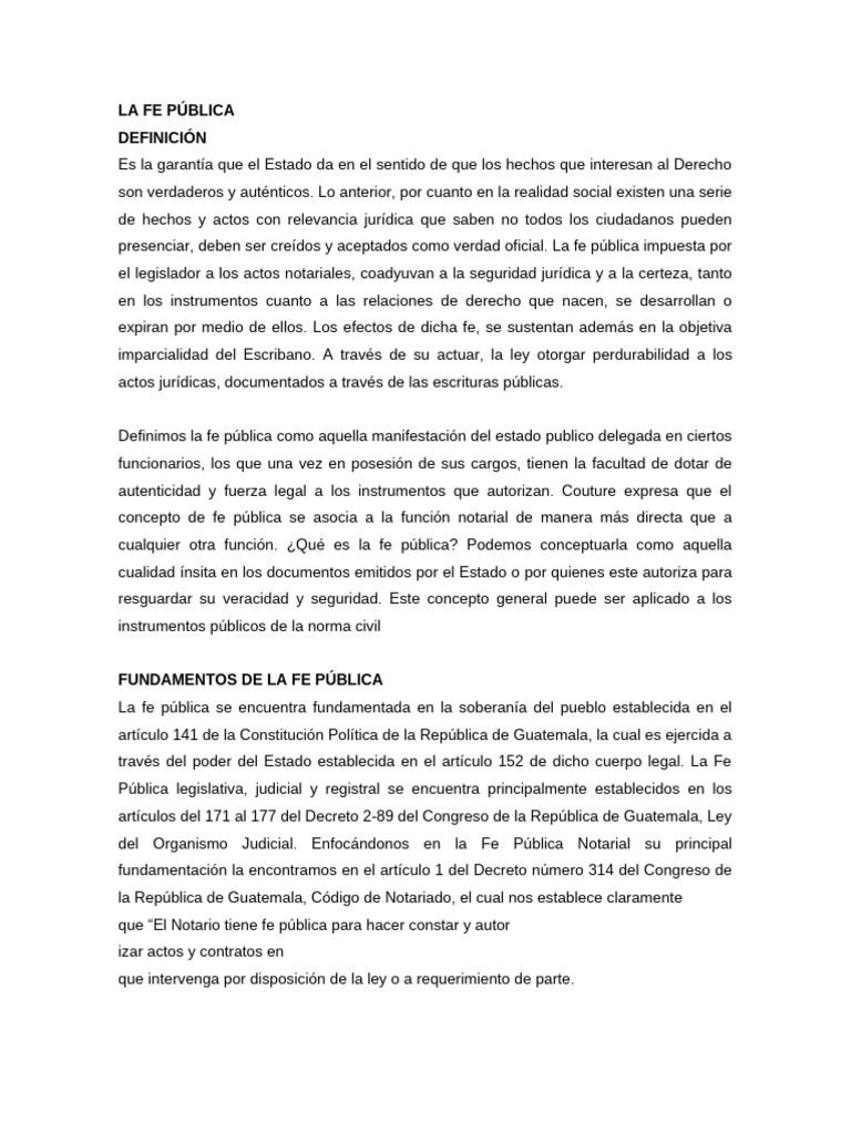 Definición y Fundamentos de la Fe Pública | PDF | Justicia | Crimen y ...
