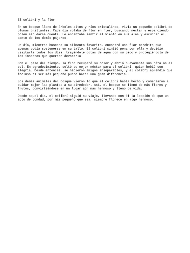 El Colibrí y La Flor | PDF