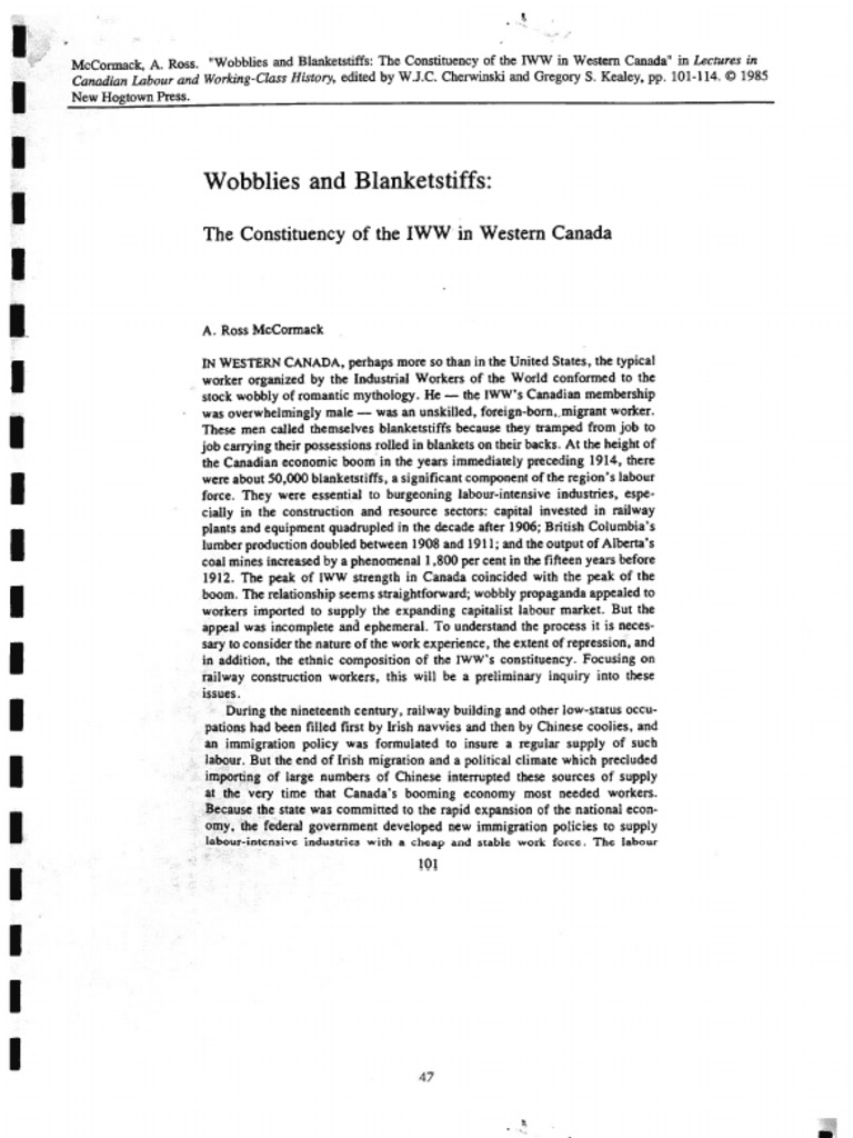 Wobblies and Blanketstiffs Reading | PDF