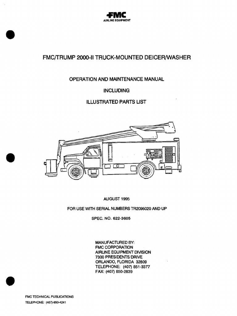 Trump FMC 2000 II Deicer Truck Manual TR2095020 | PDF