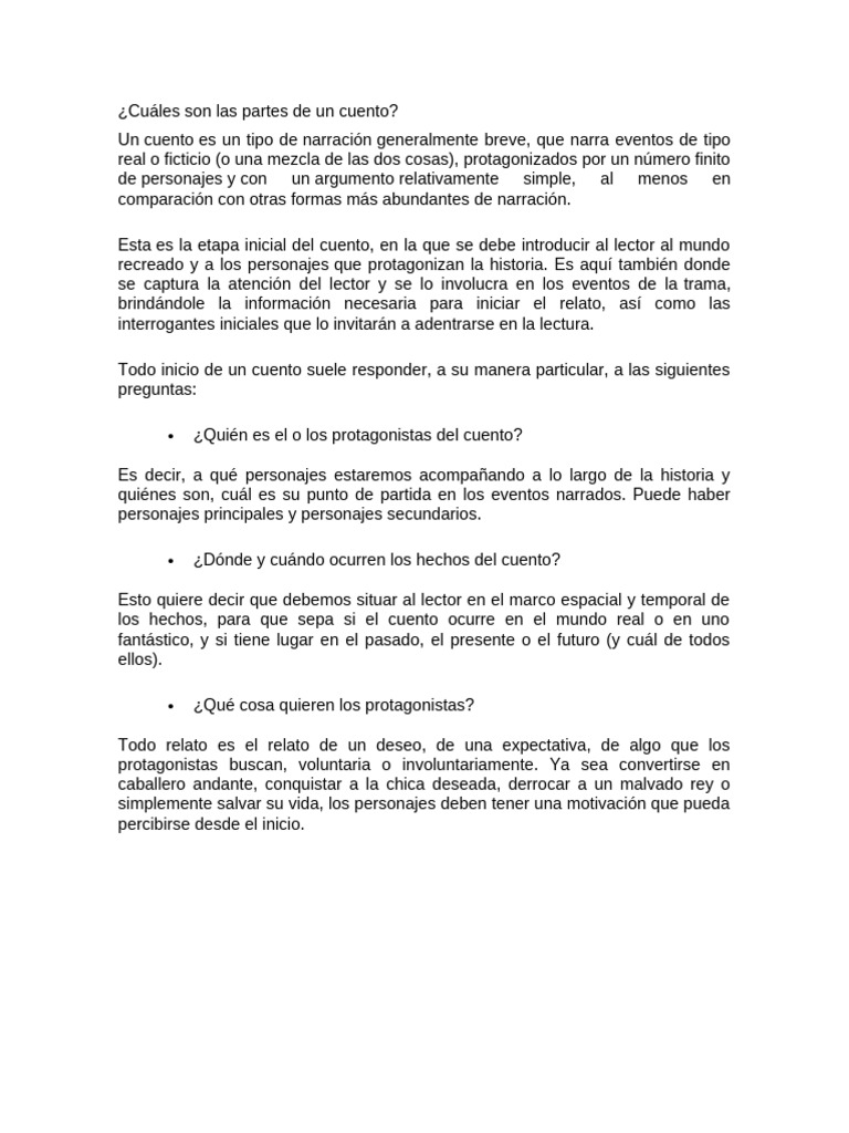 Cuáles Son Las Partes de Un Cuento | PDF
