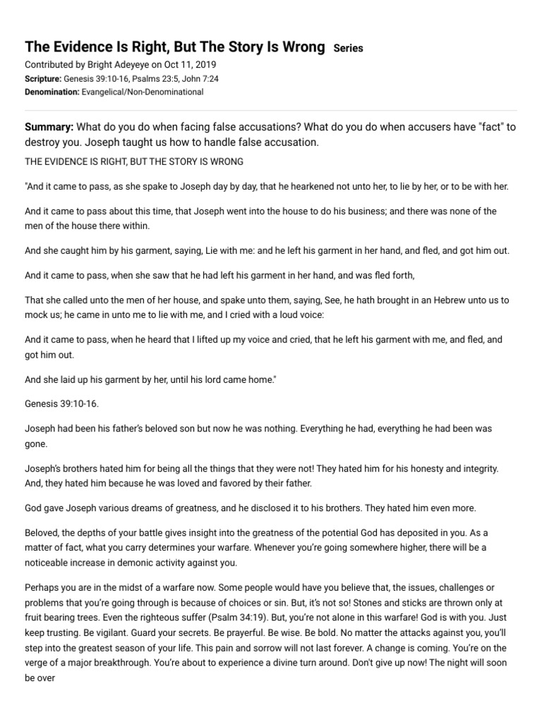 Handling False Accusations Biblically | PDF | Prejudices