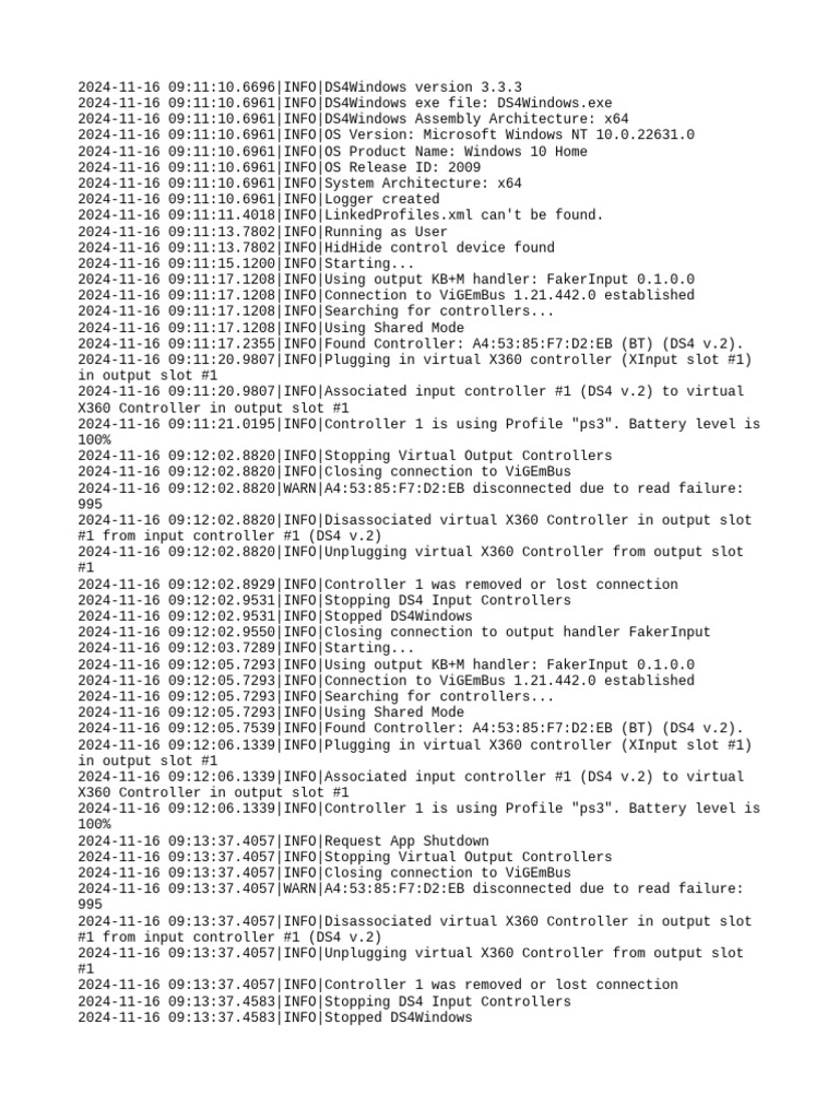 Ds4windows Log 20241116.0 | PDF | Xbox 360 | Software