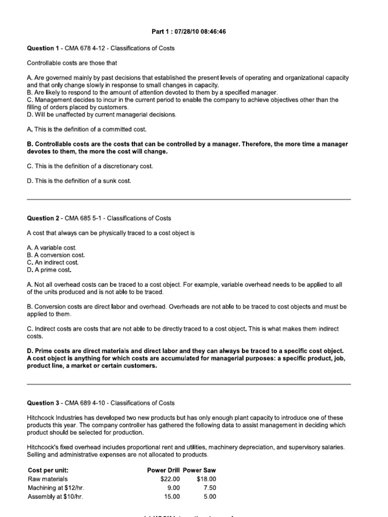 16 Classifications of Costs | PDF