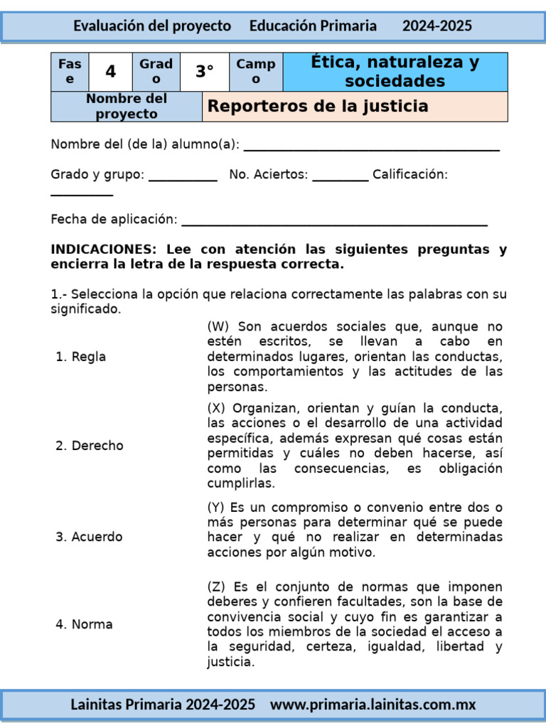 3er Grado Enero - Examen 02 Reporteros de La Justicia (2024-2025) | PDF ...