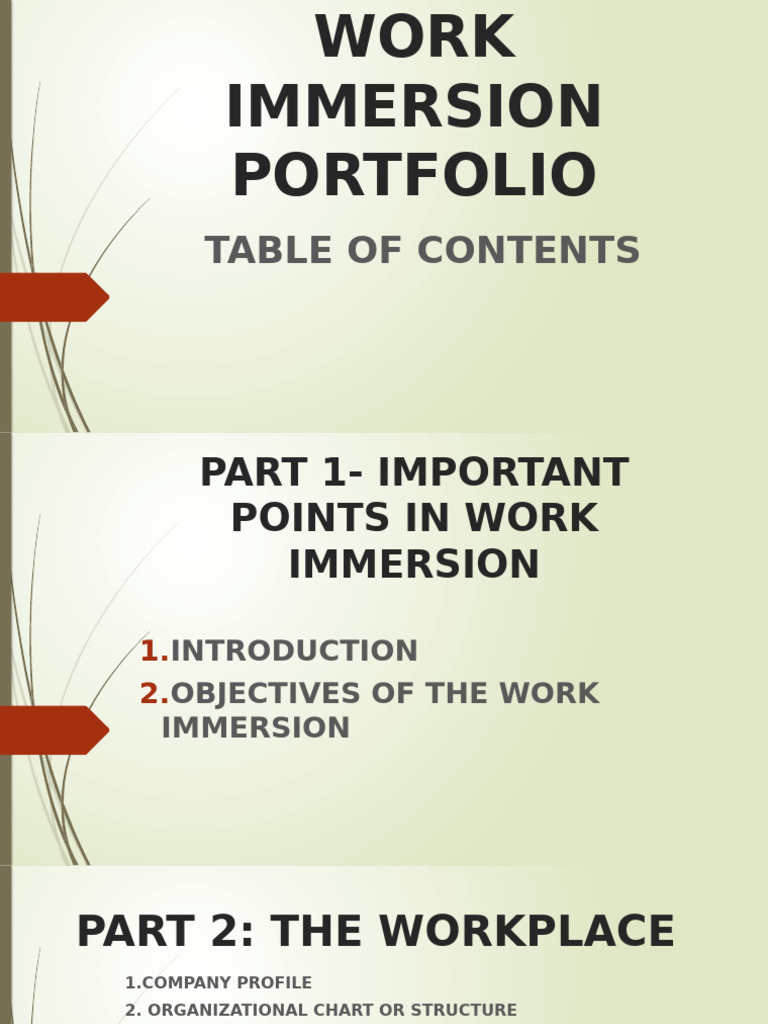 Work Immersion - Portfolio Content | PDF