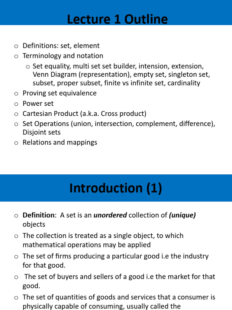 Lecture 1 - Set Theory & Relations | PDF | Set (Mathematics) | Mathematics