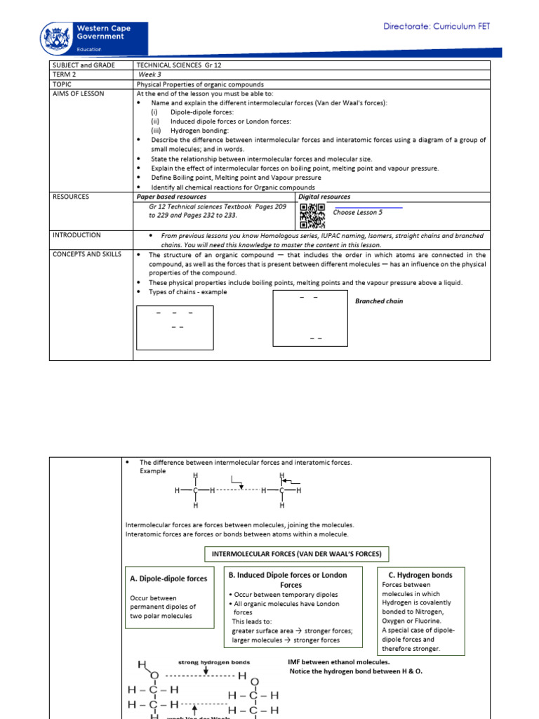 Physical Properties of Organic Compounds | PDF | Intermolecular Force ...
