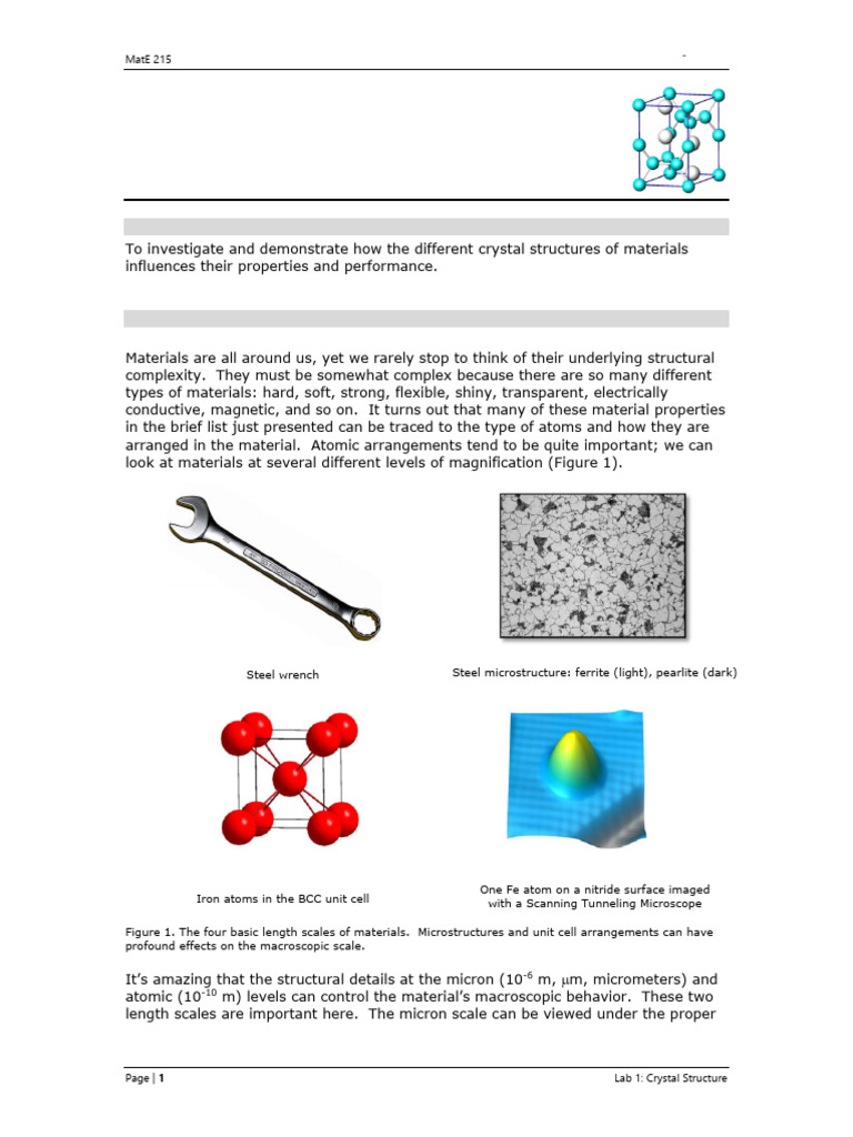 Lab 1 Crystal Structure | PDF | Crystal Structure | Crystal
