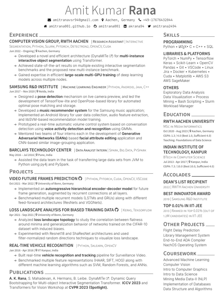 Amit_Kumar_Rana_CV | PDF | Computer Programming | Artificial Intelligence