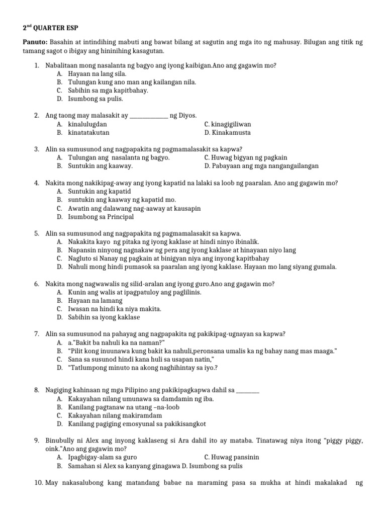 2nd QUARTER ESP | PDF