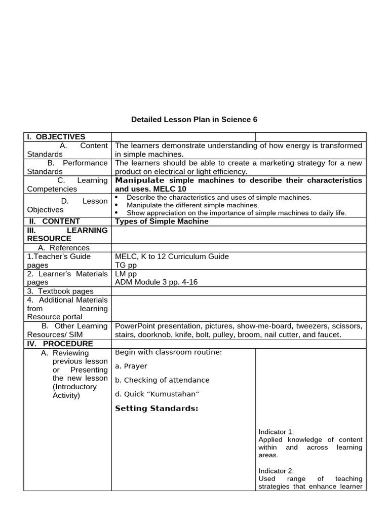 COT-SCIENCE-6-Q3-W8 | PDF | Machines | Lever