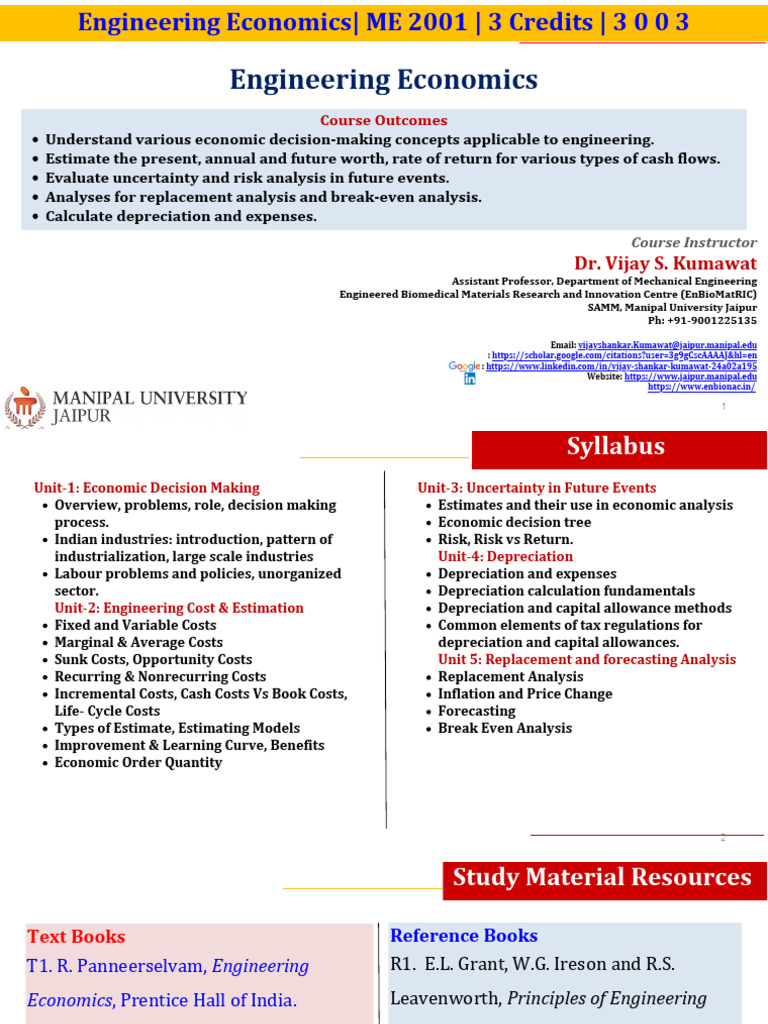 Engineering Economics Course Overview | PDF | Demand | Economics