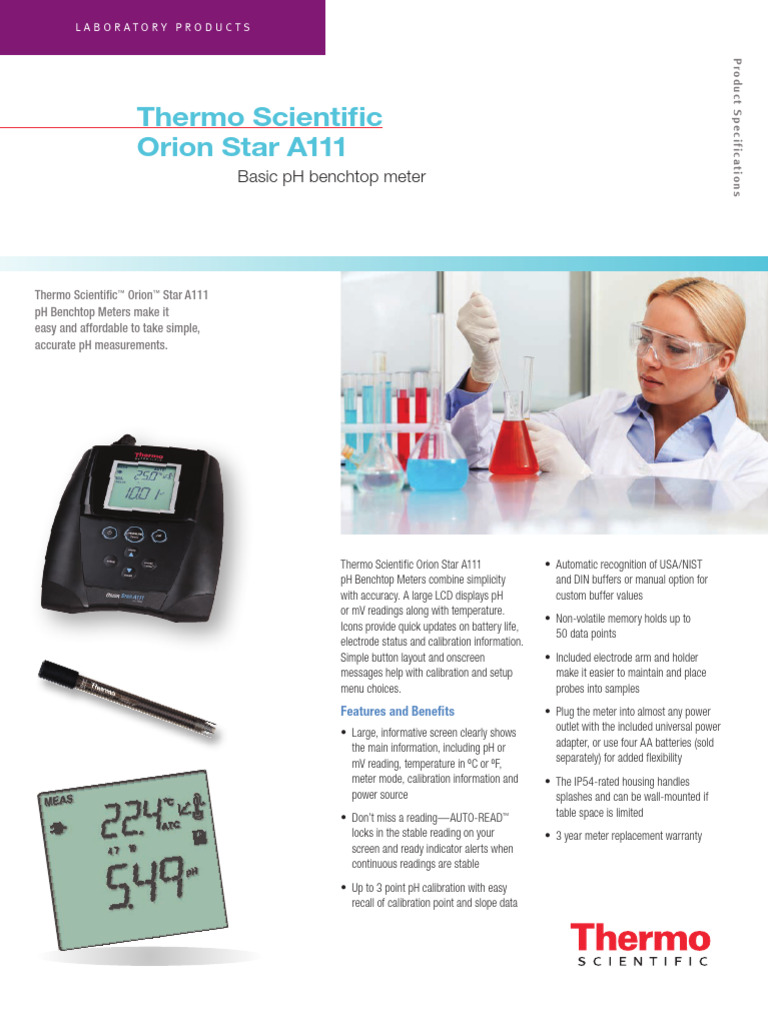 Orion Star A111 pH Meter Overview | PDF | Ph | Calibration