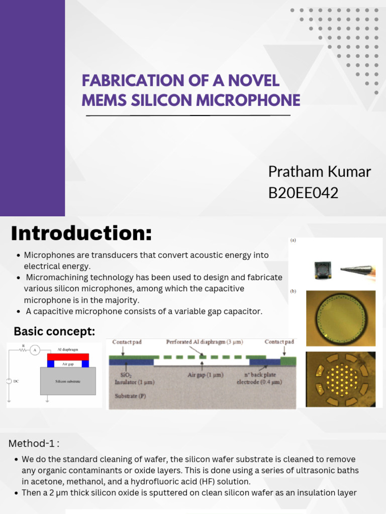 MEMS Silicon Microphone Fabrication | PDF | Materials | Physical Sciences