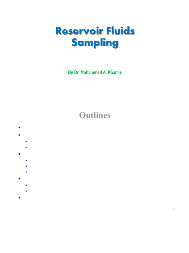 Reservoir Fluid Sampling Guide | PDF | Petroleum Reservoir | Oil Well
