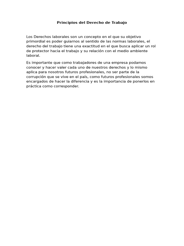 Principios de Derecho de Trabajo^J Diego Navichoque | PDF