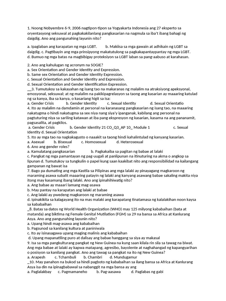 Chapter Test 3rd Q Ap10 Pdf