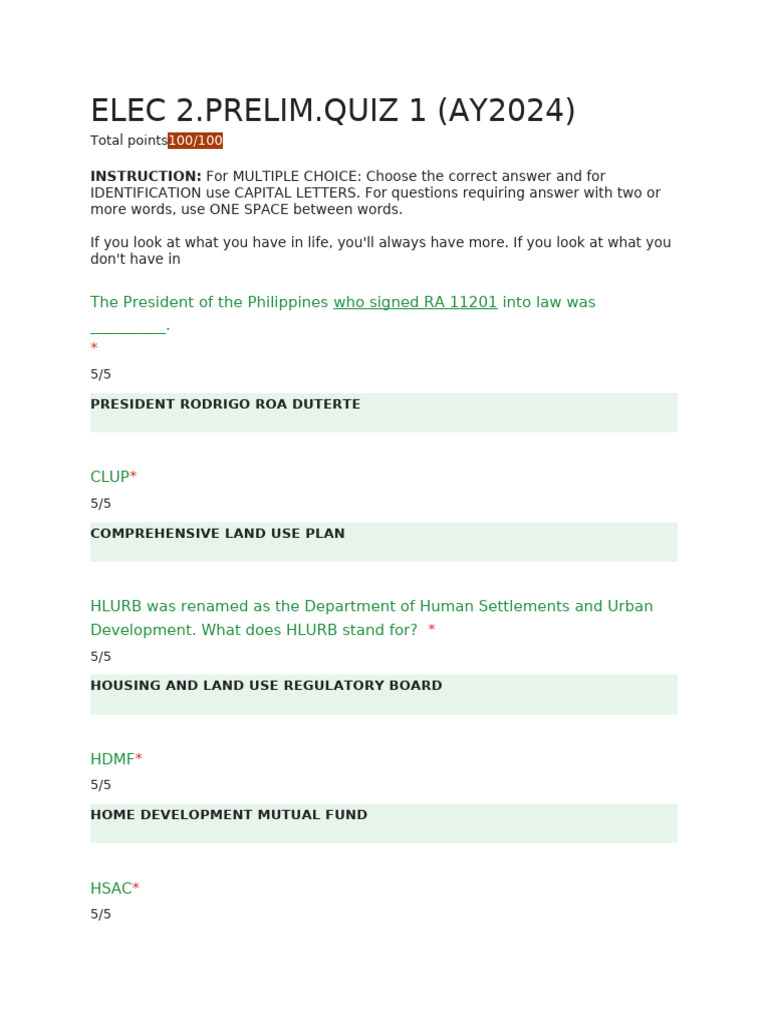 Elec 2 Quiz 001 | PDF