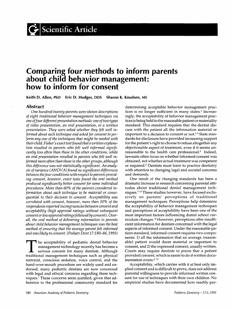 Comparing Four Methods To Inform Parents About Child Behavior ...
