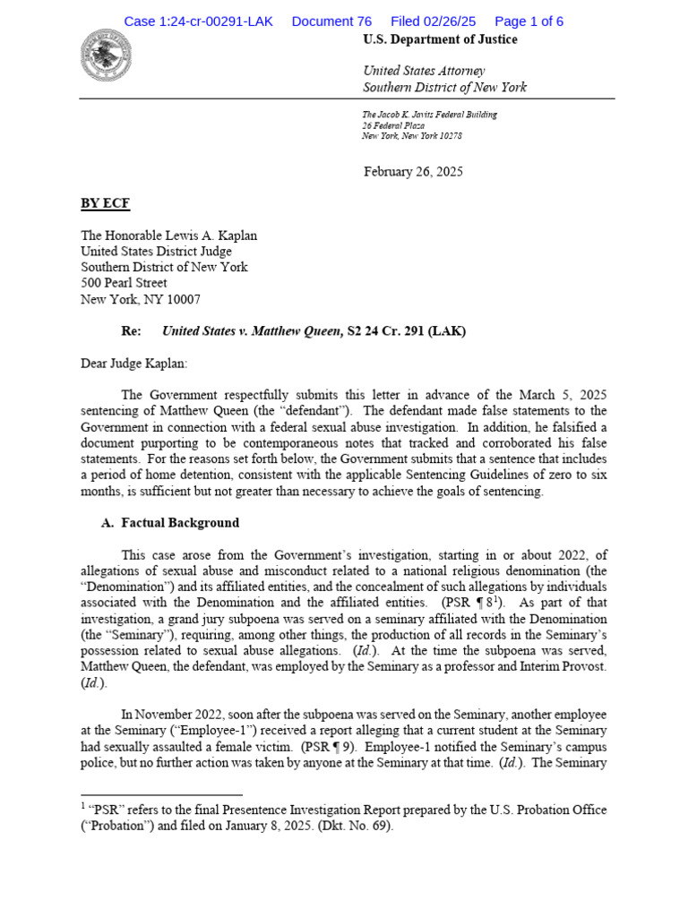 Sentencing Brief for Matthew Queen Case | PDF | Common Law | Criminal ...