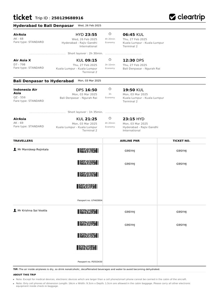 Cleartrip Flight E-Ticket | PDF | Aviation