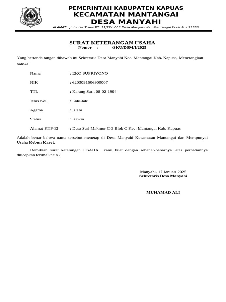 Eko Supriyono, Ket Usaha | PDF