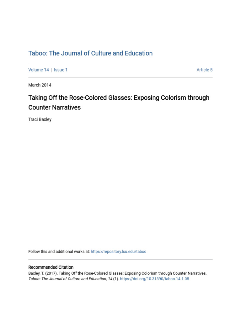 Exposing Colorism Through Counter Narratives - Traci Baxley | PDF ...