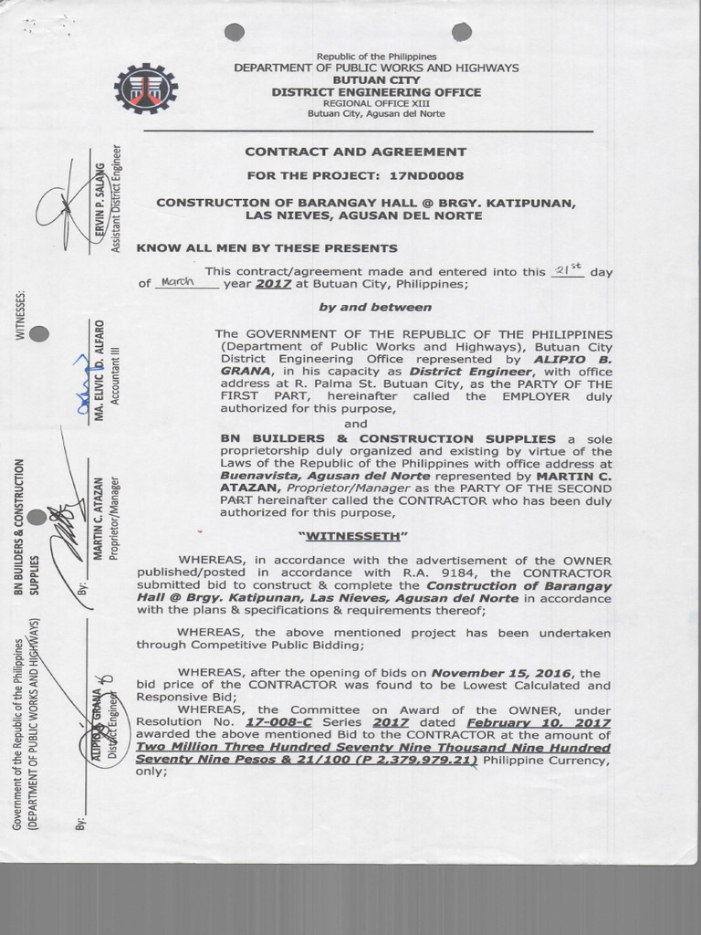 Sample Construction Project Contract | PDF