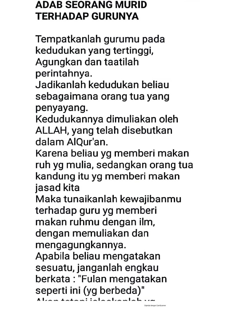 Adab Seorang Murid Terhadap Guru | PDF