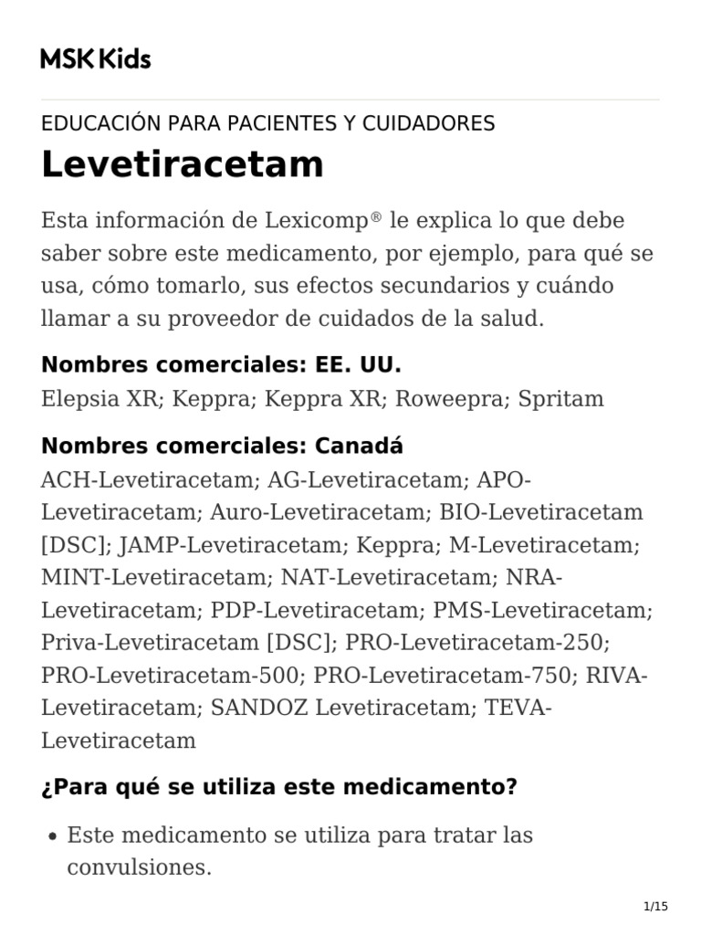 Levetiracetam | PDF | Medicamentos con receta | Tableta (Farmacia)