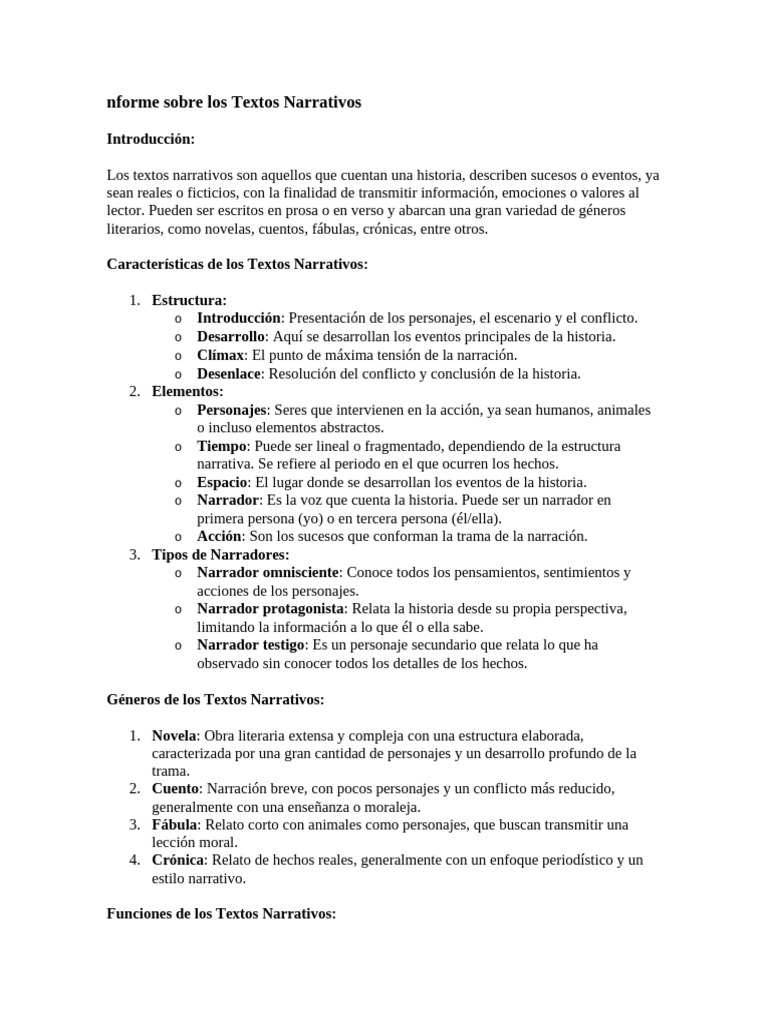 Guía de Textos Narrativos | PDF | Narración | Narrativa
