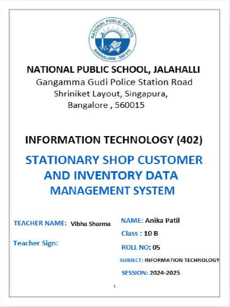 Interdisciplinary It Project Anika | PDF | Point Of Sale | Customer ...