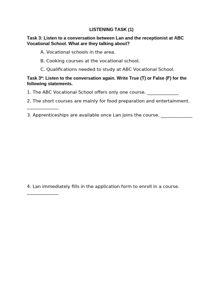 Listening Task | PDF